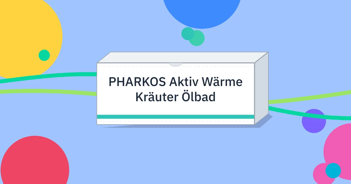 Symbolbild: Packung mit der Aufschrift PHARKOS Aktiv Wärme Kräuter Ölbad (PZN 01802121) – Verfügbarkeit und Bezug in Apotheken in Frankfurt am Main
