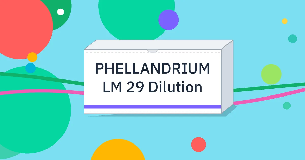 Symbolbild: Packung mit der Aufschrift PHELLANDRIUM LM 29 Dilution (PZN 13637621) – Verfügbarkeit und Bezug in Apotheken in Frankfurt am Main