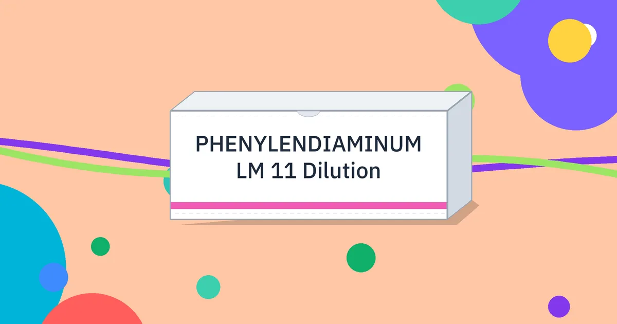 Symbolbild: Packung mit der Aufschrift PHENYLENDIAMINUM LM 11 Dilution (PZN 13638342) – Verfügbarkeit und Bezug in Apotheken in Frankfurt am Main