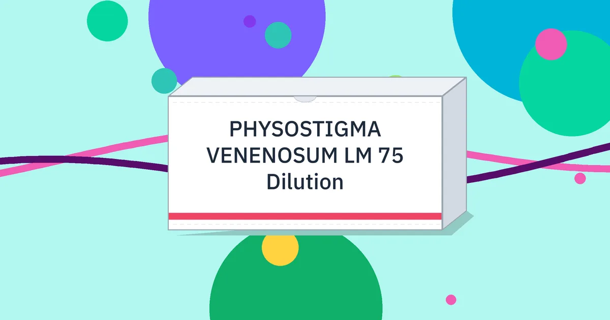 Symbolbild: Packung mit der Aufschrift PHYSOSTIGMA VENENOSUM LM 75 Dilution (PZN 13035603) – Verfügbarkeit und Bezug in Apotheken in Frankfurt am Main