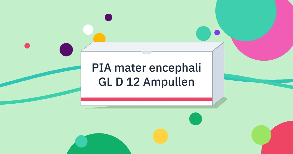 Symbolbild: Packung mit der Aufschrift PIA mater encephali GL D 12 Ampullen (PZN 02948507) – Verfügbarkeit und Bezug in Apotheken in Frankfurt am Main