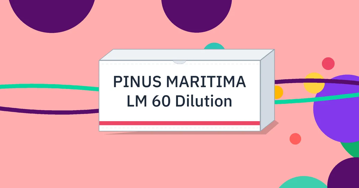 Symbolbild: Packung mit der Aufschrift PINUS MARITIMA LM 60 Dilution (PZN 13644609) – Verfügbarkeit und Bezug in Apotheken in Frankfurt am Main