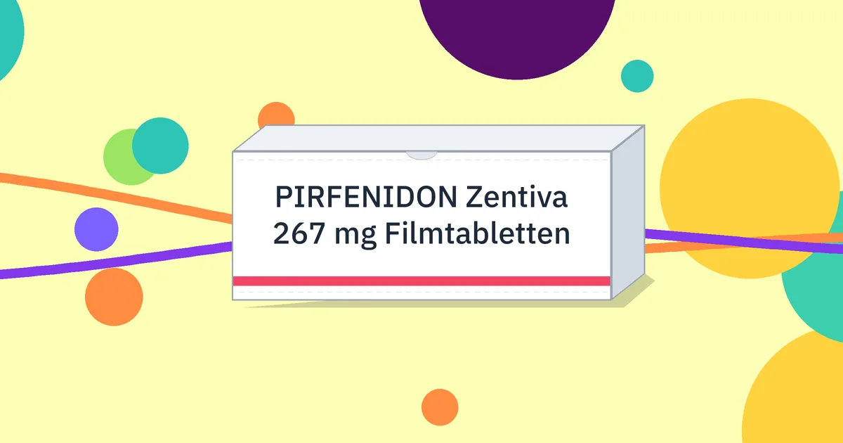 Symbolbild: Packung mit der Aufschrift PIRFENIDON Zentiva 267 mg Filmtabletten (PZN 20305552) – Verfügbarkeit und Bezug in Apotheken in Frankfurt am Main