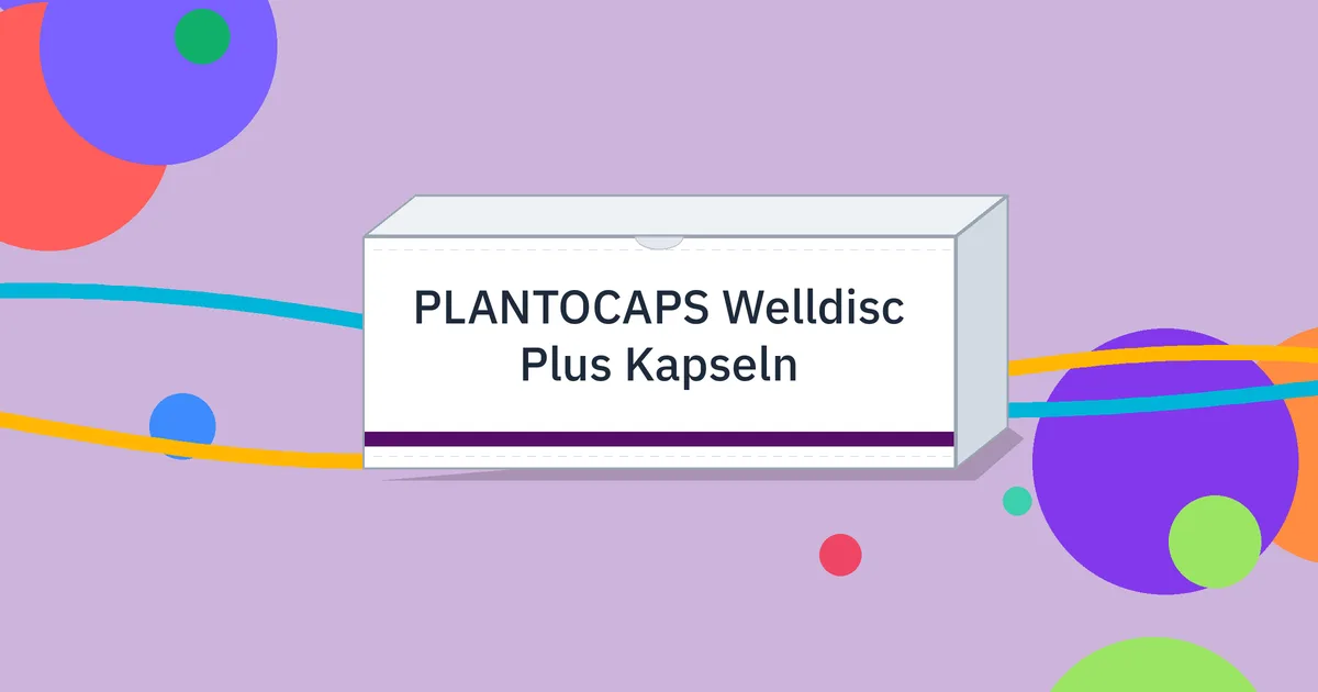 Symbolbild: Packung mit der Aufschrift PLANTOCAPS Welldisc Plus Kapseln (PZN 11176481) – Verfügbarkeit und Bezug in Apotheken in Frankfurt am Main