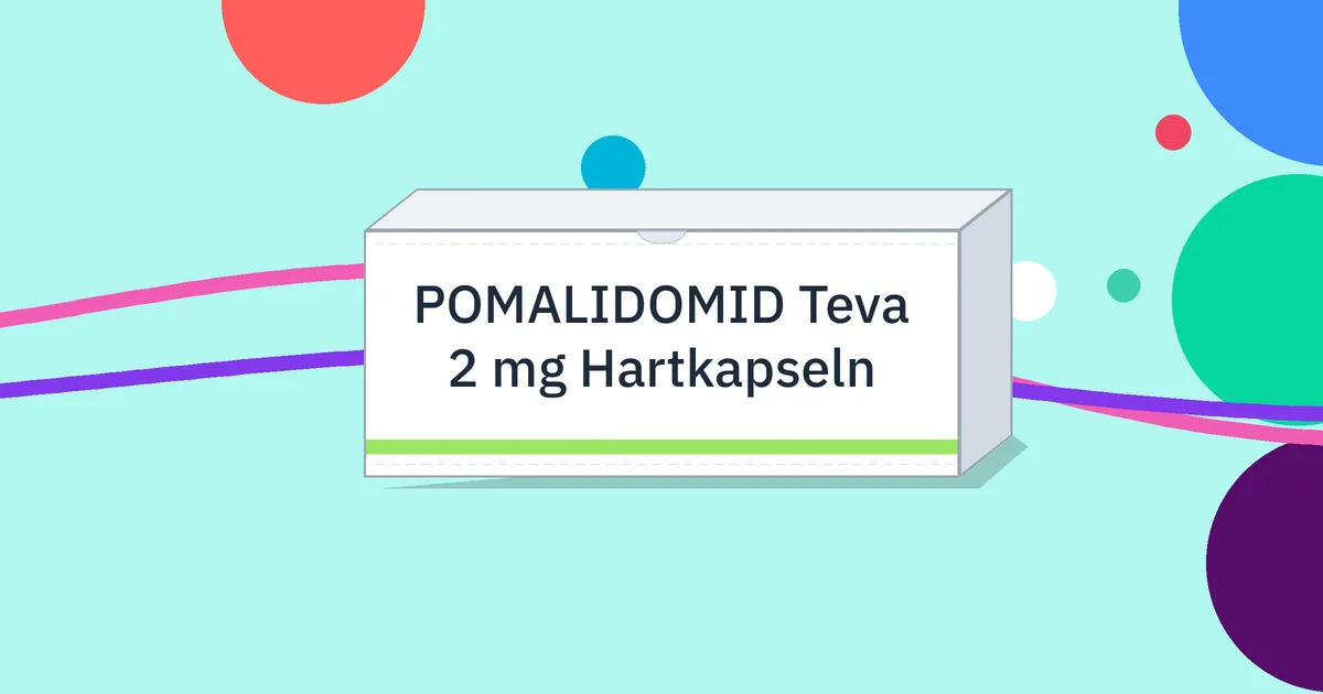 Symbolbild: Packung mit der Aufschrift POMALIDOMID Teva 2 mg Hartkapseln (PZN 19261803) – Verfügbarkeit und Bezug in Apotheken in Frankfurt am Main