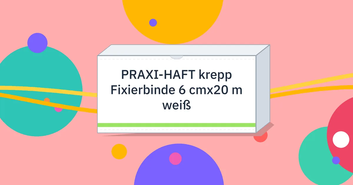 Symbolbild: Packung mit der Aufschrift PRAXI-HAFT krepp Fixierbinde 6 cmx20 m weiß (PZN 12826478) – Verfügbarkeit und Bezug in Apotheken in Frankfurt am Main