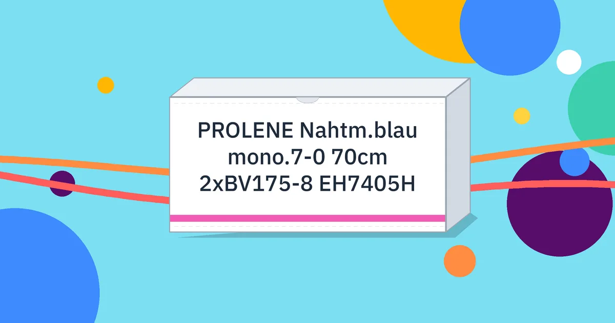 Symbolbild: Packung mit der Aufschrift PROLENE Nahtm.blau mono.7-0 70cm 2xBV175-8 EH7405H (PZN 20899988) – Verfügbarkeit und Bezug in Apotheken in Frankfurt am Main
