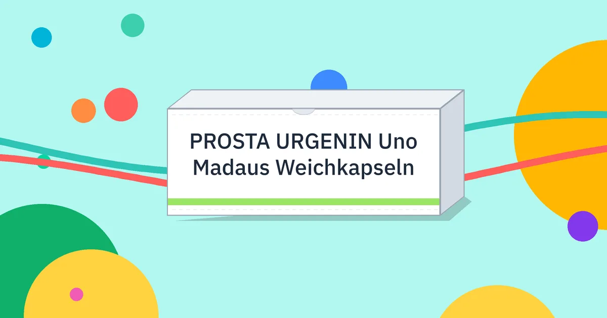 Symbolbild: Packung mit der Aufschrift PROSTA URGENIN Uno Madaus Weichkapseln (PZN 11548267) – Verfügbarkeit und Bezug in Apotheken in Frankfurt am Main
