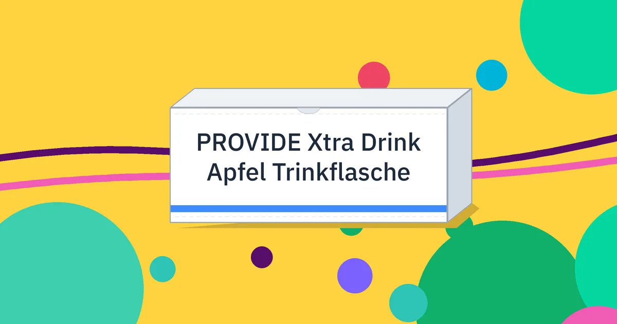Symbolbild: Packung mit der Aufschrift PROVIDE Xtra Drink Apfel Trinkflasche (PZN 19468510) – Verfügbarkeit und Bezug in Apotheken in Frankfurt am Main