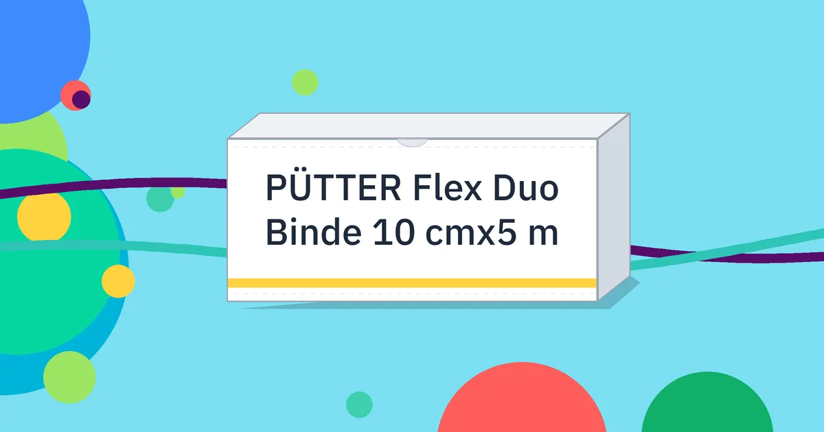 Symbolbild: Packung mit der Aufschrift PÜTTER Flex Duo Binde 10 cmx5 m (PZN 20611177) – Verfügbarkeit und Bezug in Apotheken in Frankfurt am Main