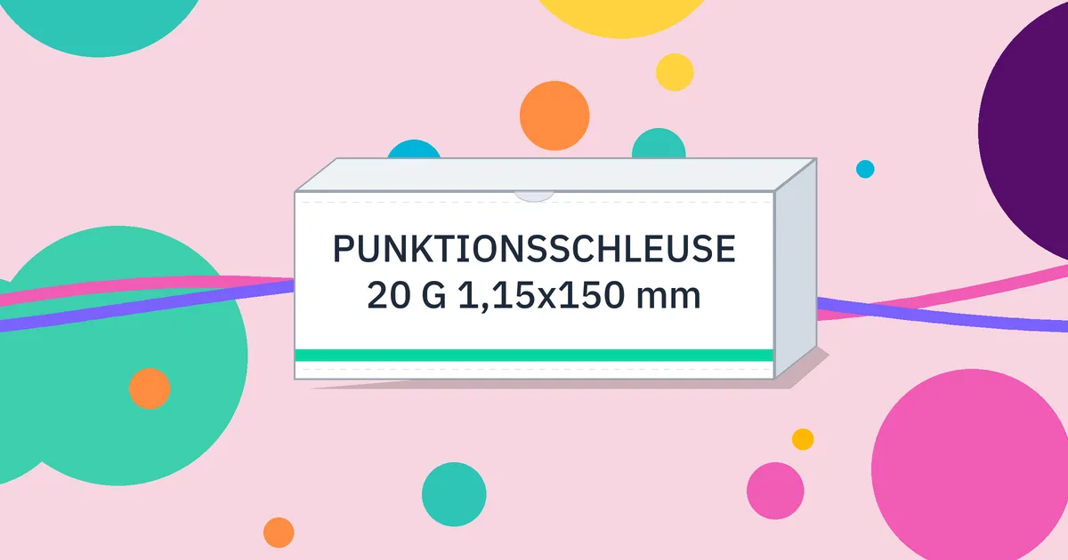Symbolbild: Packung mit der Aufschrift PUNKTIONSSCHLEUSE 20 G 1,15x150 mm (PZN 20085671) – Verfügbarkeit und Bezug in Apotheken in Frankfurt am Main