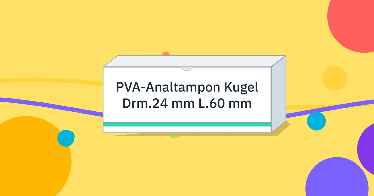 Symbolbild: Packung mit der Aufschrift PVA-Analtampon Kugel Drm.24 mm L.60 mm (PZN 12551171) – Verfügbarkeit und Bezug in Apotheken in Frankfurt am Main