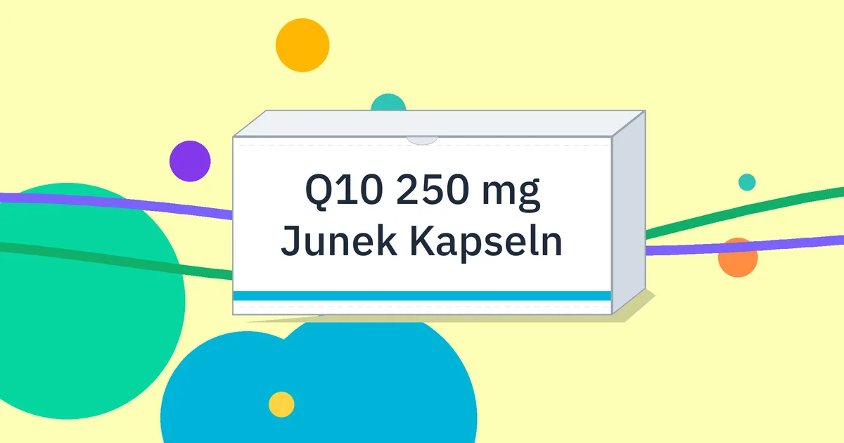 Symbolbild: Packung mit der Aufschrift Q10 250 mg Junek Kapseln (PZN 09720701) – Verfügbarkeit und Bezug in Apotheken in Frankfurt am Main