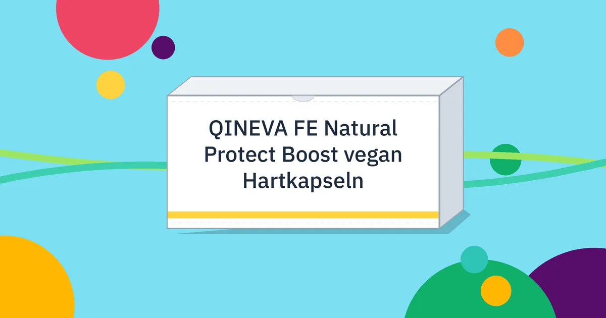 Symbolbild: Packung mit der Aufschrift QINEVA FE Natural Protect Boost vegan Hartkapseln (PZN 16937186) – Verfügbarkeit und Bezug in Apotheken in Frankfurt am Main