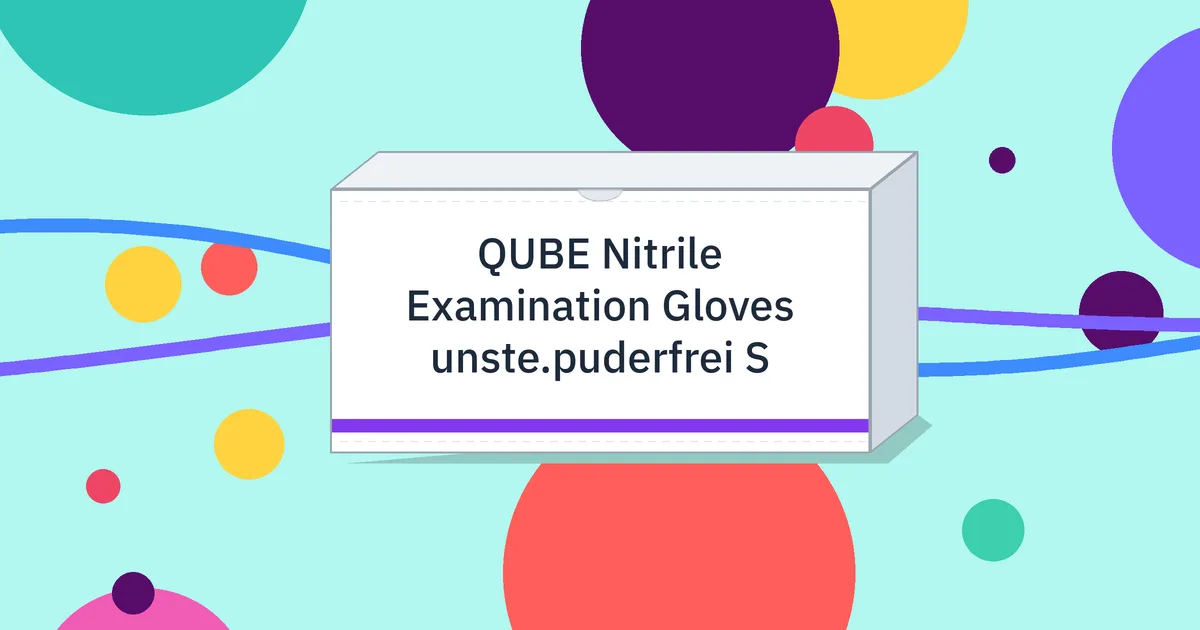 Symbolbild: Packung mit der Aufschrift QUBE Nitrile Examination Gloves unste.puderfrei S (PZN 18797068) – Verfügbarkeit und Bezug in Apotheken in Frankfurt am Main