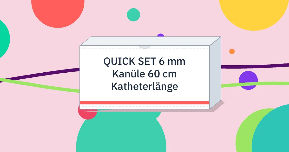 Symbolbild: Packung mit der Aufschrift QUICK SET 6 mm Kanüle 60 cm Katheterlänge (PZN 01808939) – Verfügbarkeit und Bezug in Apotheken in Frankfurt am Main