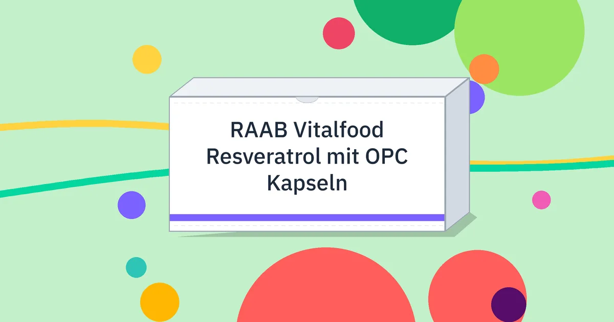 Symbolbild: Packung mit der Aufschrift RAAB Vitalfood Resveratrol mit OPC Kapseln (PZN 19305541) – Verfügbarkeit und Bezug in Apotheken in Frankfurt am Main