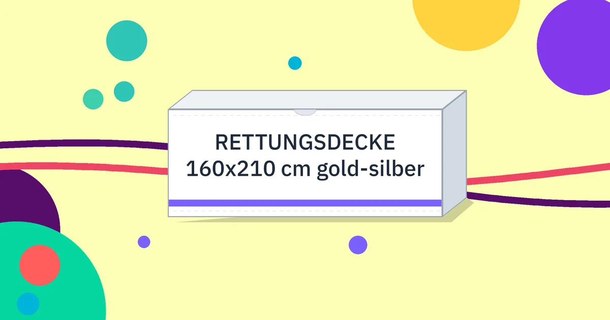 Symbolbild: Packung mit der Aufschrift RETTUNGSDECKE 160x210 cm gold-silber (PZN 04881919) – Verfügbarkeit und Bezug in Apotheken in Frankfurt am Main