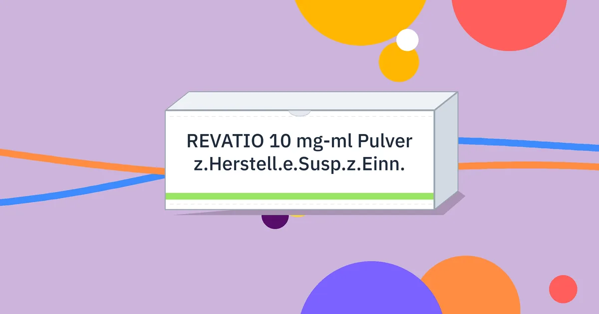 Symbolbild: Packung mit der Aufschrift REVATIO 10 mg-ml Pulver z.Herstell.e.Susp.z.Einn. (PZN 13725710) – Verfügbarkeit und Bezug in Apotheken in Frankfurt am Main