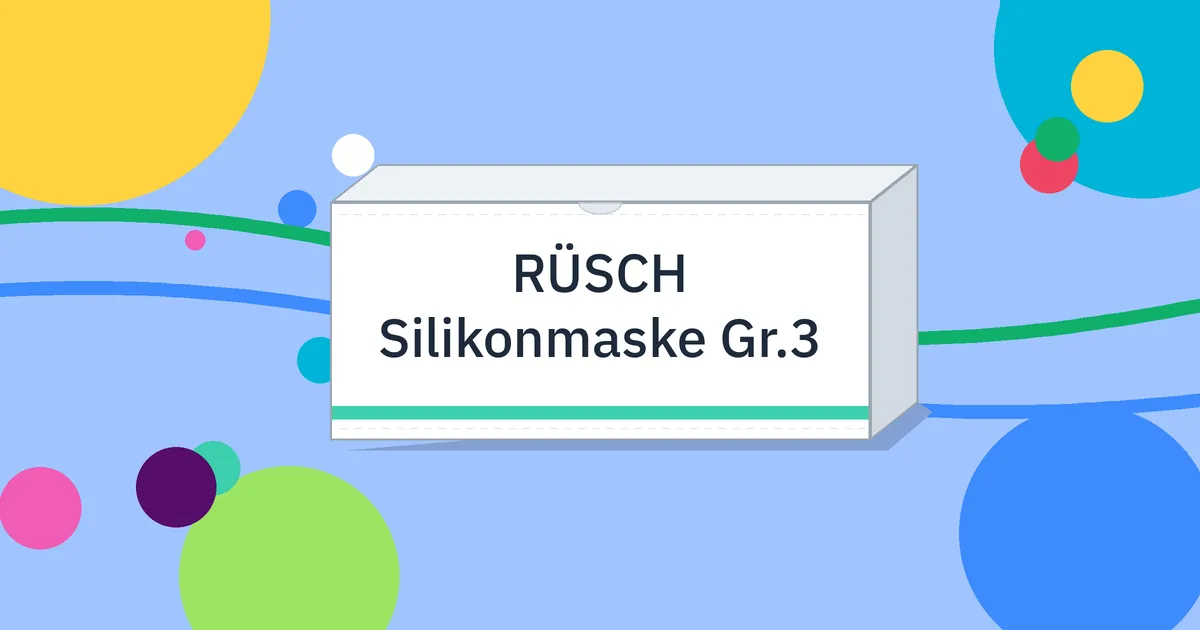 Symbolbild: Packung mit der Aufschrift RÜSCH Silikonmaske Gr.3 (PZN 12463975) – Verfügbarkeit und Bezug in Apotheken in Frankfurt am Main
