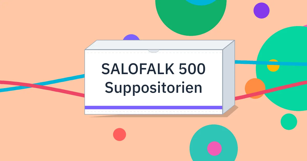 Symbolbild: Packung mit der Aufschrift SALOFALK 500 Suppositorien (PZN 01662654) – Verfügbarkeit und Bezug in Apotheken in Frankfurt am Main