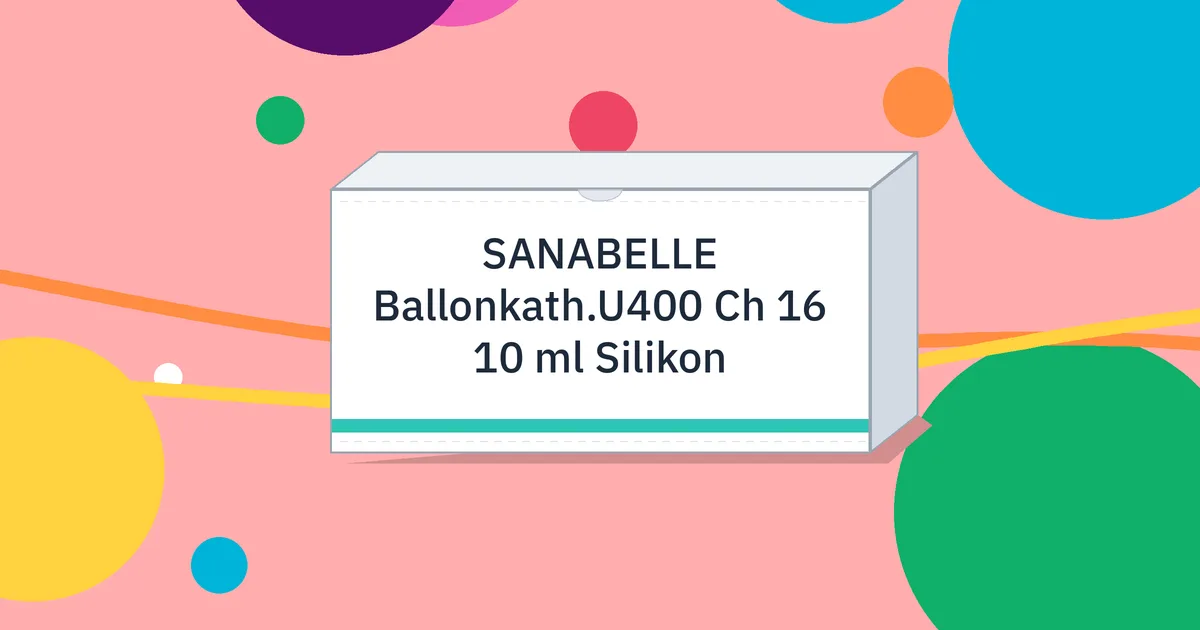 Symbolbild: Packung mit der Aufschrift SANABELLE Ballonkath.U400 Ch 16 10 ml Silikon (PZN 06086474) – Verfügbarkeit und Bezug in Apotheken in Frankfurt am Main