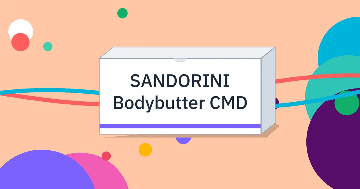 Symbolbild: Packung mit der Aufschrift SANDORINI Bodybutter CMD (PZN 09946730) – Verfügbarkeit und Bezug in Apotheken in Frankfurt am Main