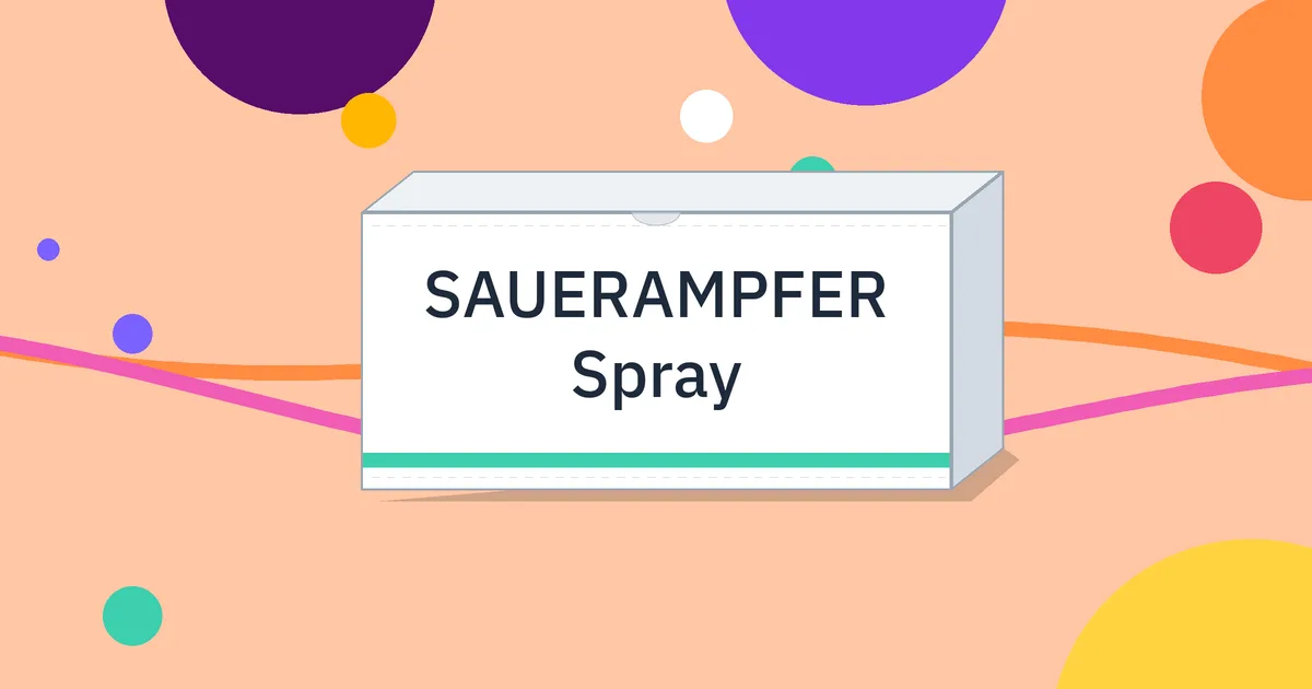 Symbolbild: Packung mit der Aufschrift SAUERAMPFER Spray (PZN 19142062) – Verfügbarkeit und Bezug in Apotheken in Frankfurt am Main