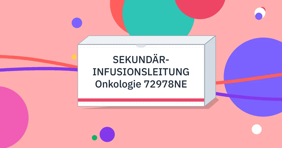 Symbolbild: Packung mit der Aufschrift SEKUNDÄR-INFUSIONSLEITUNG Onkologie 72978NE (PZN 13589678) – Verfügbarkeit und Bezug in Apotheken in Frankfurt am Main