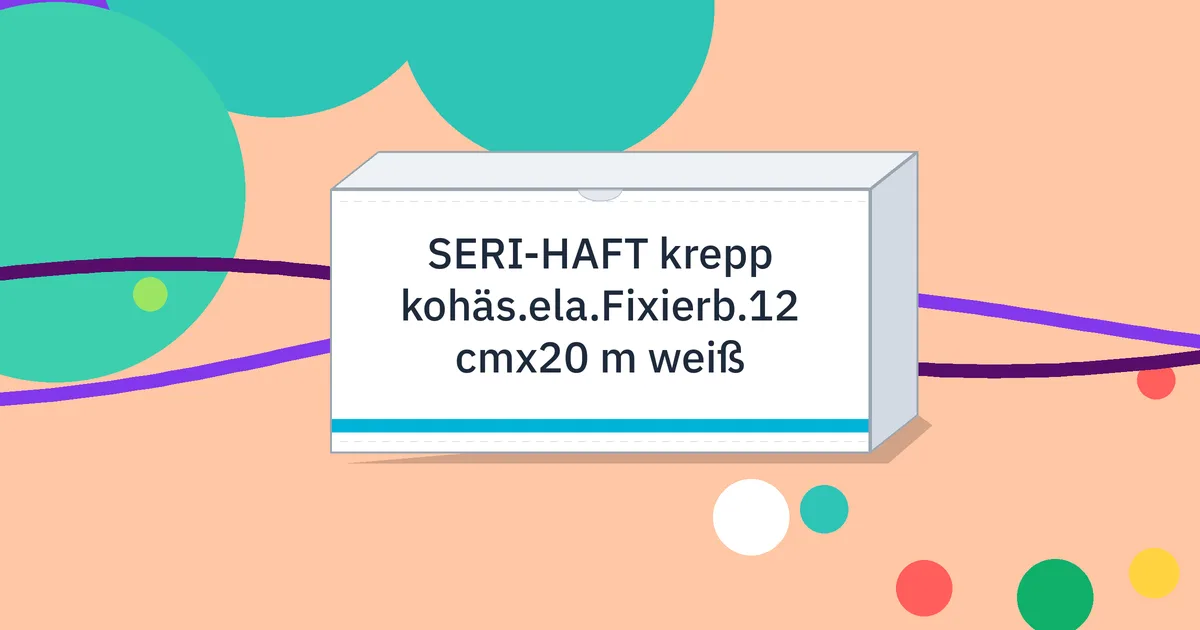 Symbolbild: Packung mit der Aufschrift SERI-HAFT krepp kohäs.ela.Fixierb.12 cmx20 m weiß (PZN 14381767) – Verfügbarkeit und Bezug in Apotheken in Frankfurt am Main