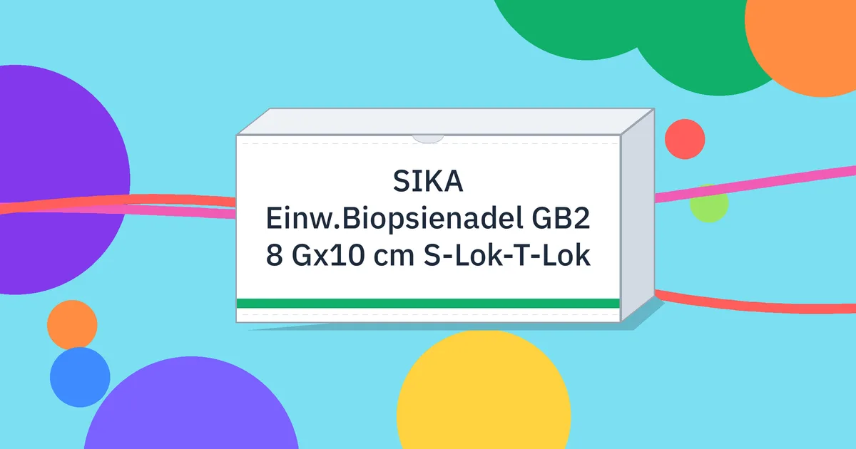 Symbolbild: Packung mit der Aufschrift SIKA Einw.Biopsienadel GB2 8 Gx10 cm S-Lok-T-Lok (PZN 20283402) – Verfügbarkeit und Bezug in Apotheken in Frankfurt am Main