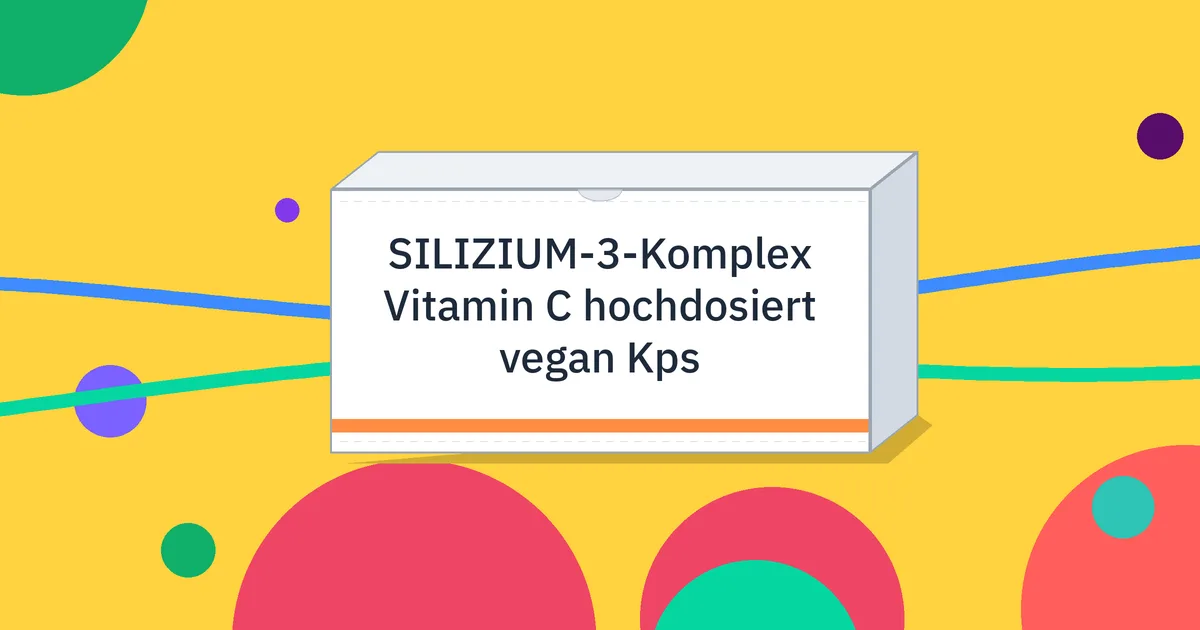 Symbolbild: Packung mit der Aufschrift SILIZIUM-3-Komplex Vitamin C hochdosiert vegan Kps (PZN 18753289) – Verfügbarkeit und Bezug in Apotheken in Frankfurt am Main