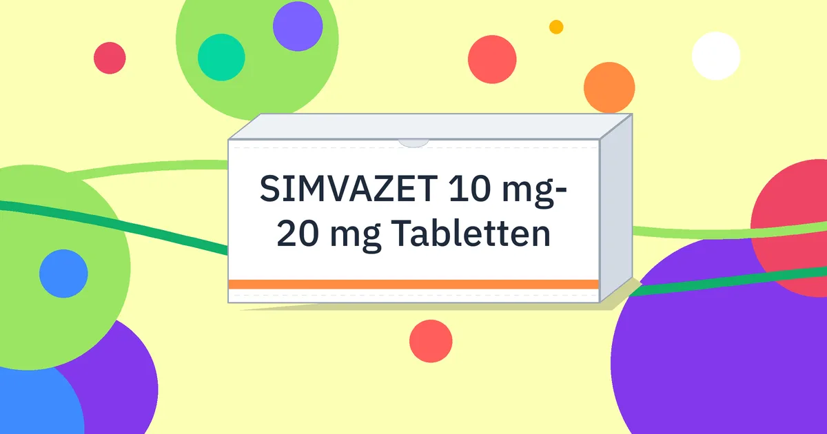 Symbolbild: Packung mit der Aufschrift SIMVAZET 10 mg-20 mg Tabletten (PZN 13970556) – Verfügbarkeit und Bezug in Apotheken in Frankfurt am Main