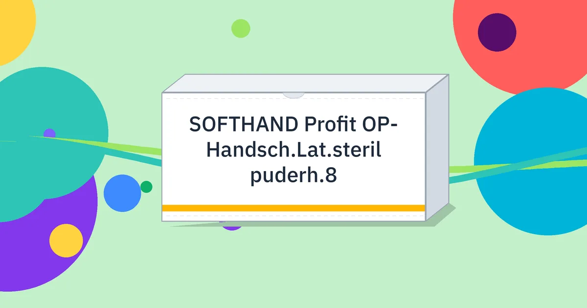 Symbolbild: Packung mit der Aufschrift SOFTHAND Profit OP-Handsch.Lat.steril puderh.8 (PZN 00368438) – Verfügbarkeit und Bezug in Apotheken in Frankfurt am Main