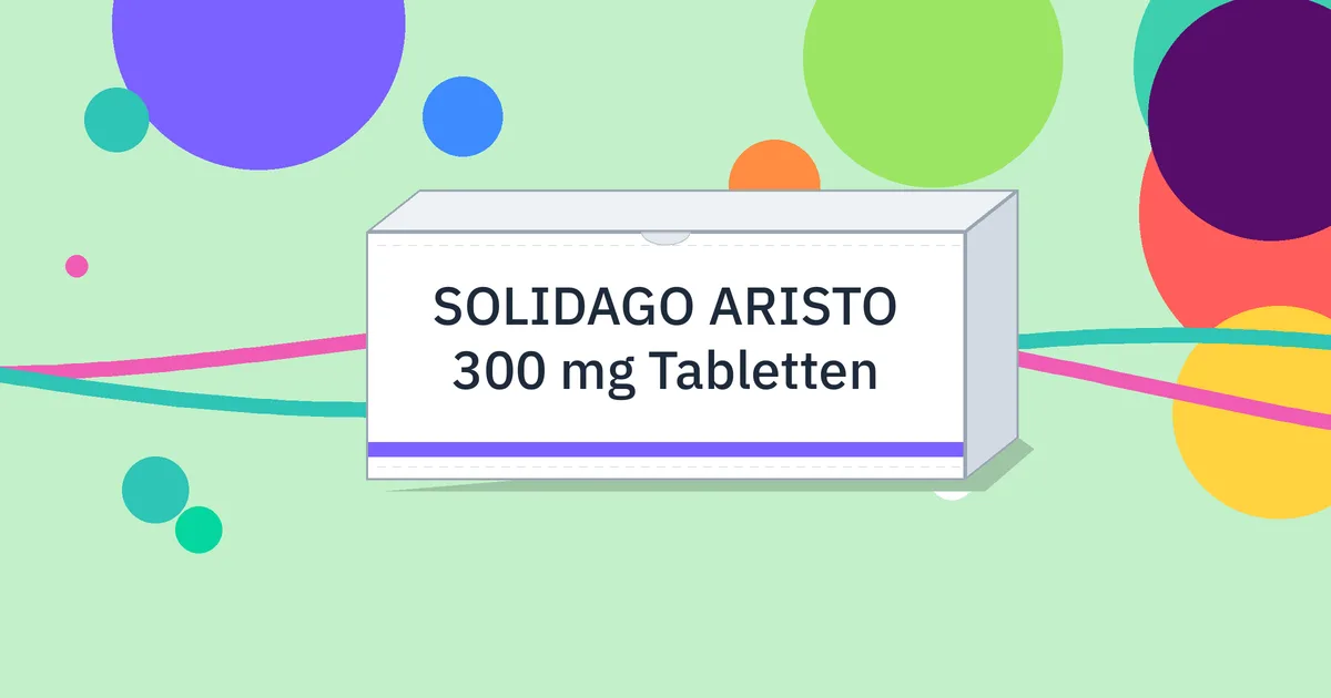 Symbolbild: Packung mit der Aufschrift SOLIDAGO ARISTO 300 mg Tabletten (PZN 18494899) – Verfügbarkeit und Bezug in Apotheken in Frankfurt am Main