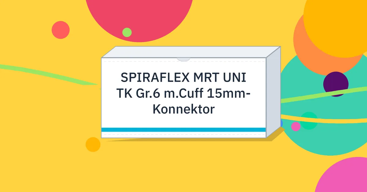 Symbolbild: Packung mit der Aufschrift SPIRAFLEX MRT UNI TK Gr.6 m.Cuff 15mm-Konnektor (PZN 12410766) – Verfügbarkeit und Bezug in Apotheken in Frankfurt am Main