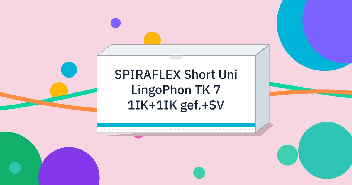 Symbolbild: Packung mit der Aufschrift SPIRAFLEX Short Uni LingoPhon TK 7 1IK+1IK gef.+SV (PZN 14002942) – Verfügbarkeit und Bezug in Apotheken in Frankfurt am Main