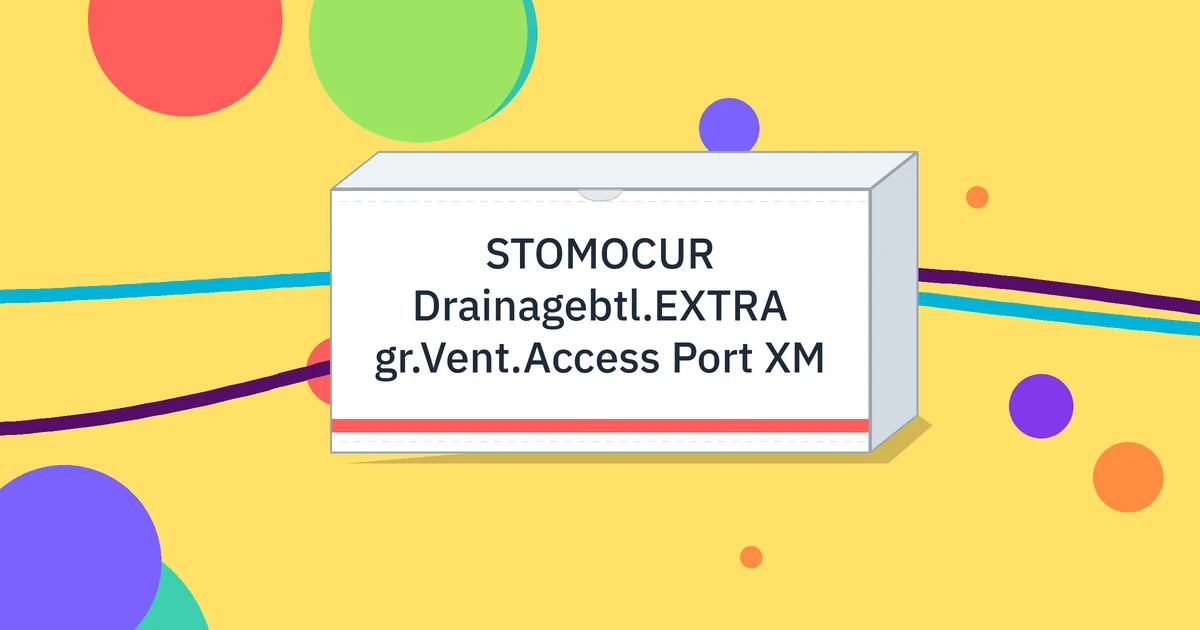 Symbolbild: Packung mit der Aufschrift STOMOCUR Drainagebtl.EXTRA gr.Vent.Access Port XM (PZN 11549189) – Verfügbarkeit und Bezug in Apotheken in Frankfurt am Main