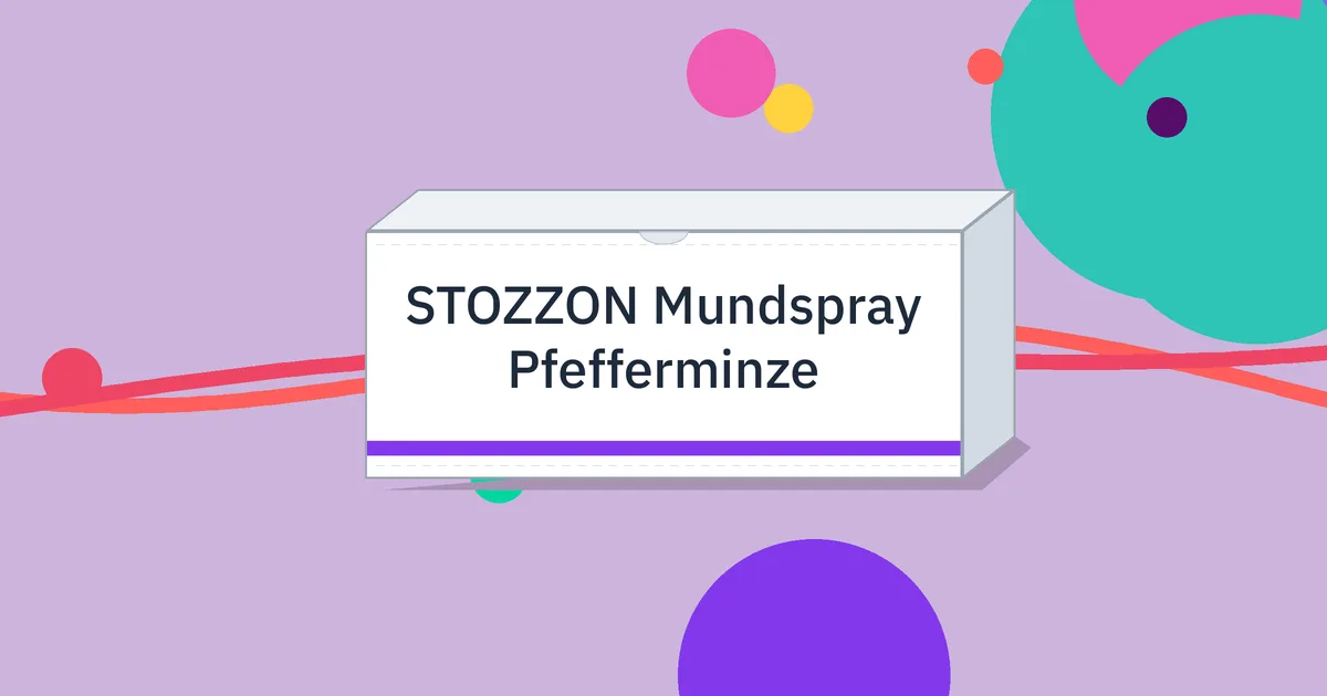 Symbolbild: Packung mit der Aufschrift STOZZON Mundspray Pfefferminze (PZN 20062919) – Verfügbarkeit und Bezug in Apotheken in Frankfurt am Main