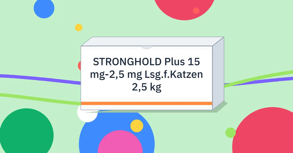 Symbolbild: Packung mit der Aufschrift STRONGHOLD Plus 15 mg-2,5 mg Lsg.f.Katzen 2,5 kg (PZN 13593208) – Verfügbarkeit und Bezug in Apotheken in Frankfurt am Main