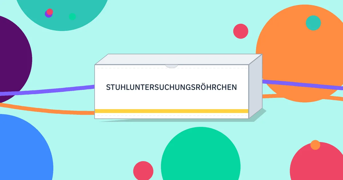 Symbolbild: Packung mit der Aufschrift STUHLUNTERSUCHUNGSRÖHRCHEN (PZN 04865079) – Verfügbarkeit und Bezug in Apotheken in Frankfurt am Main