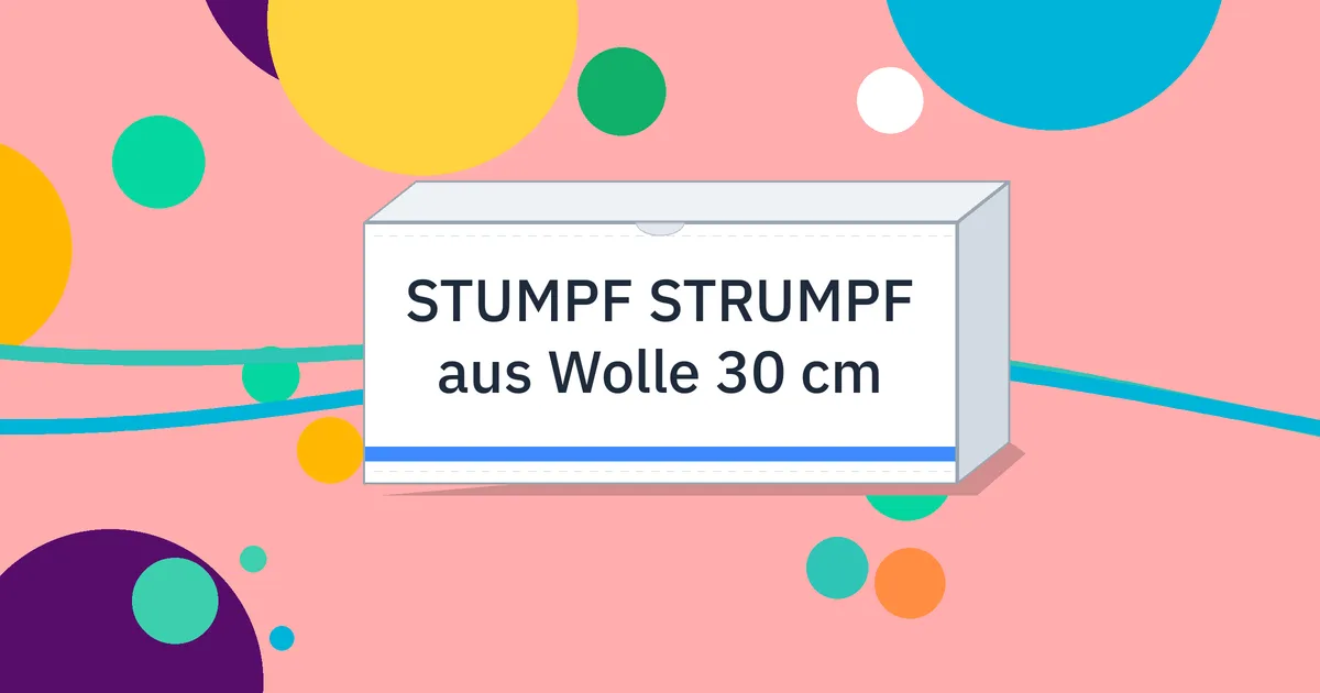 Symbolbild: Packung mit der Aufschrift STUMPF STRUMPF aus Wolle 30 cm (PZN 01978601) – Verfügbarkeit und Bezug in Apotheken in Frankfurt am Main