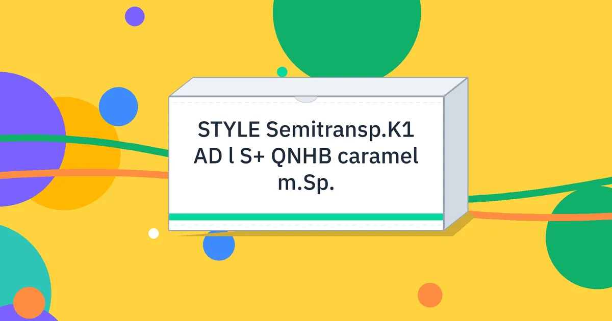 Symbolbild: Packung mit der Aufschrift STYLE Semitransp.K1 AD l S+ QNHB caramel m.Sp. (PZN 18870368) – Verfügbarkeit und Bezug in Apotheken in Frankfurt am Main