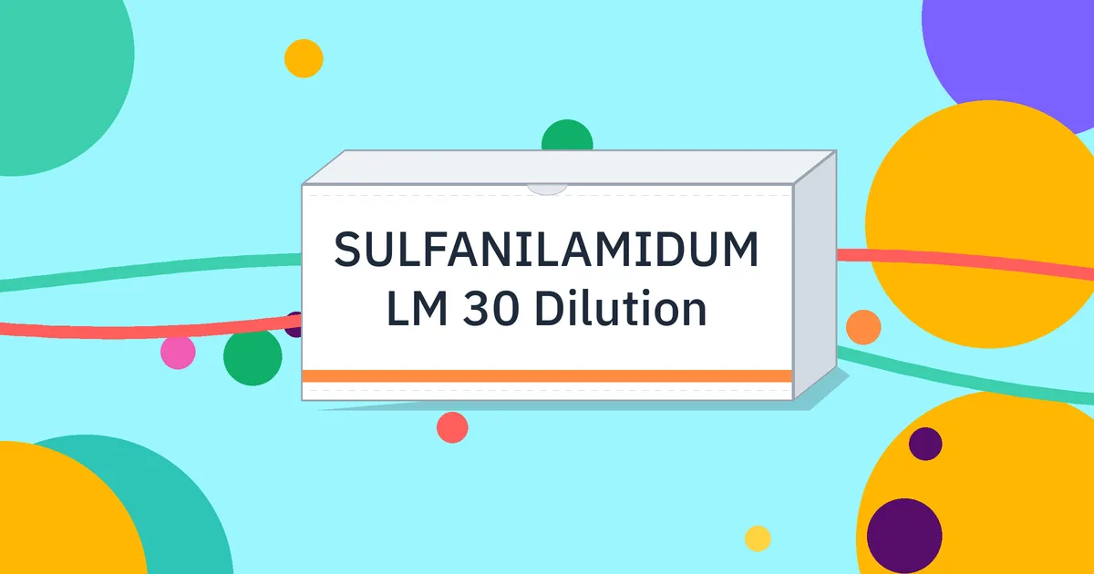 Symbolbild: Packung mit der Aufschrift SULFANILAMIDUM LM 30 Dilution (PZN 13209262) – Verfügbarkeit und Bezug in Apotheken in Frankfurt am Main