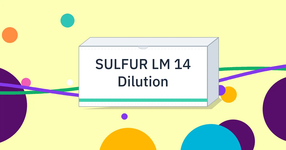 Symbolbild: Packung mit der Aufschrift SULFUR LM 14 Dilution (PZN 13209983) – Verfügbarkeit und Bezug in Apotheken in Frankfurt am Main