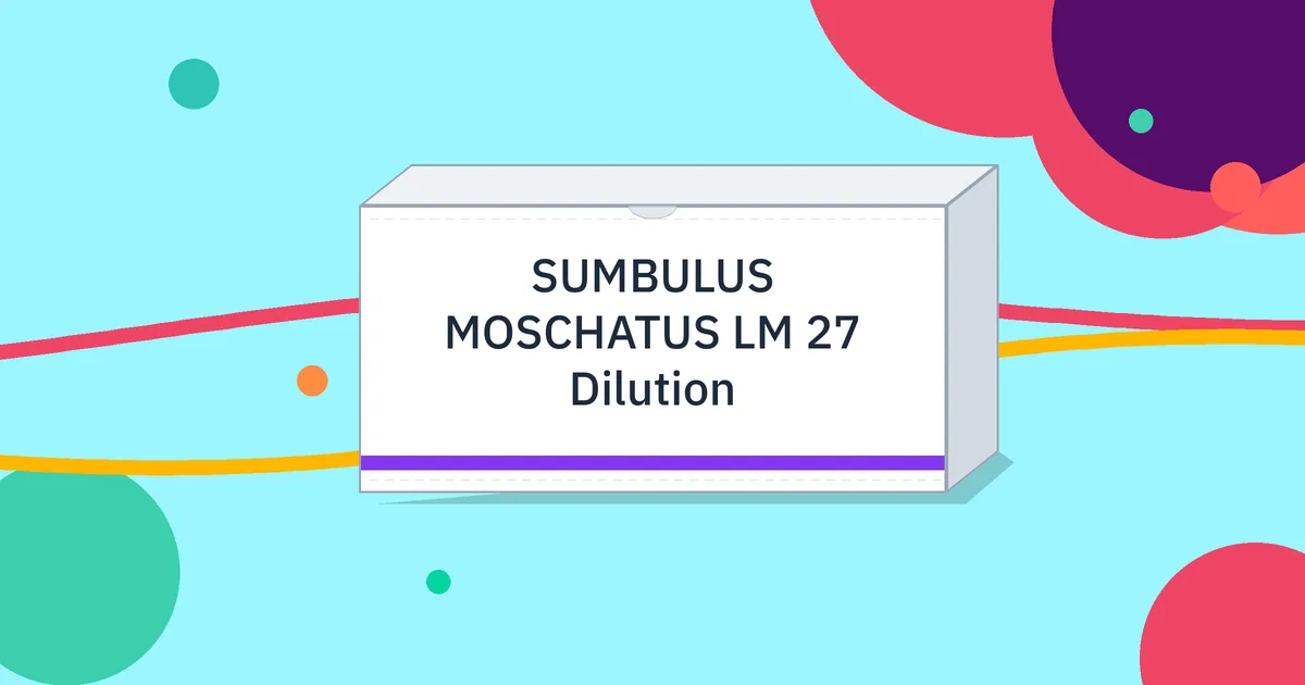 Symbolbild: Packung mit der Aufschrift SUMBULUS MOSCHATUS LM 27 Dilution (PZN 13210986) – Verfügbarkeit und Bezug in Apotheken in Frankfurt am Main