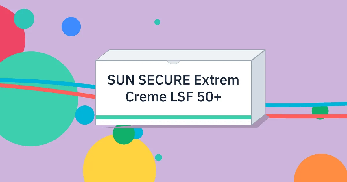 Symbolbild: Packung mit der Aufschrift SUN SECURE Extrem Creme LSF 50+ (PZN 20788237) – Verfügbarkeit und Bezug in Apotheken in Frankfurt am Main