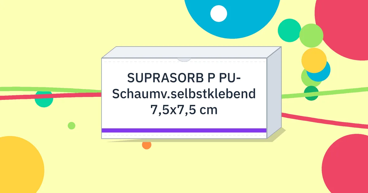 Symbolbild: Packung mit der Aufschrift SUPRASORB P PU-Schaumv.selbstklebend 7,5x7,5 cm (PZN 11115841) – Verfügbarkeit und Bezug in Apotheken in Frankfurt am Main