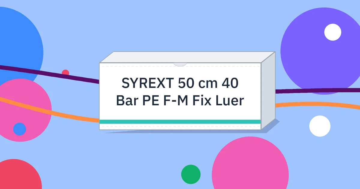Symbolbild: Packung mit der Aufschrift SYREXT 50 cm 40 Bar PE F-M Fix Luer (PZN 17898608) – Verfügbarkeit und Bezug in Apotheken in Frankfurt am Main