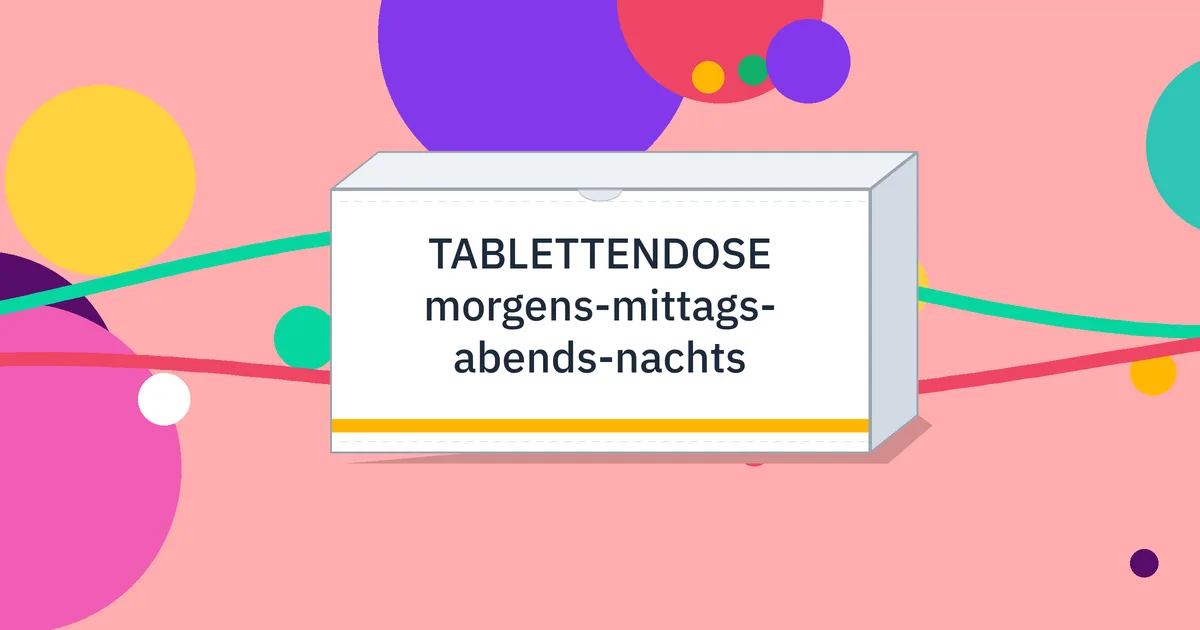 Symbolbild: Packung mit der Aufschrift TABLETTENDOSE morgens-mittags-abends-nachts (PZN 02572522) – Verfügbarkeit und Bezug in Apotheken in Frankfurt am Main